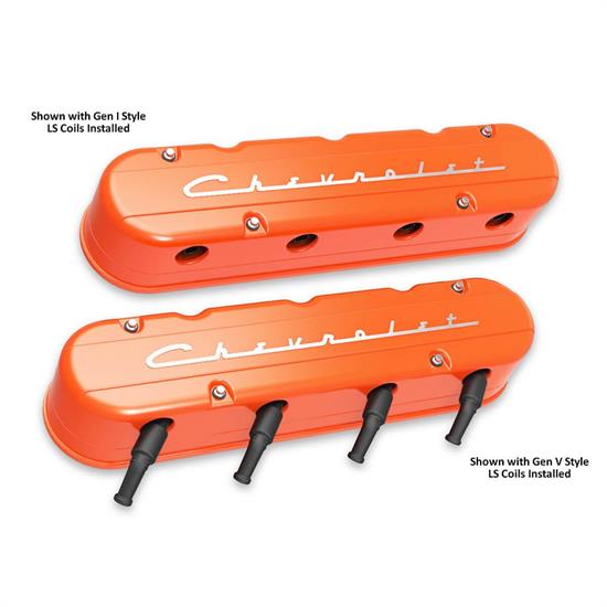 Holley 241-178 2-Pc Chevrolet Script LS Valve Covers, Orange