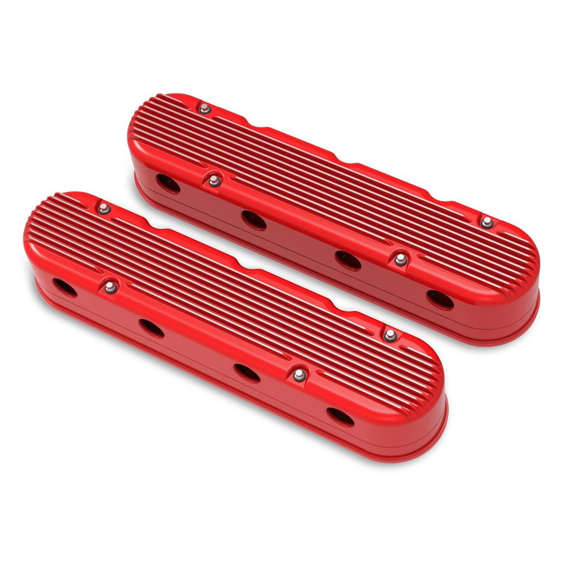 Holley 241-184 2-Piece Finned Valve Cover, Gen III/IV LS, Red