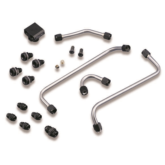 Weiand 7093 Fuel Line Kit, Dual Side Mounted Holley Model 4150 Carbs
