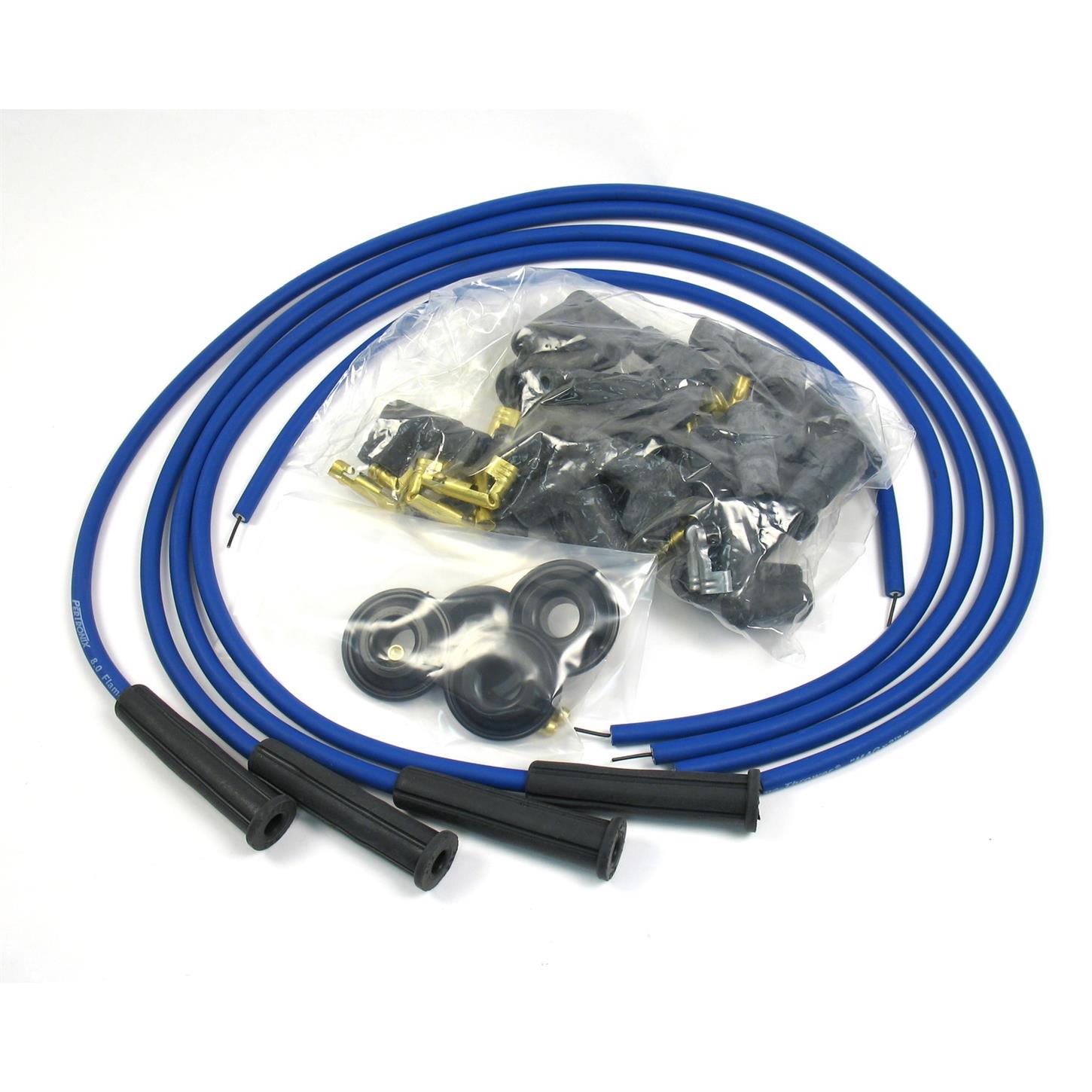PerTronix 8043VW Flame-Thrower Spark Plug Wires, 4 Cylinder, Blue
