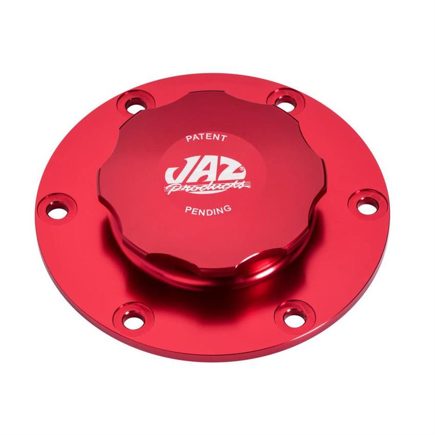 Jaz 391-725-06 Billet Threaded Fuel Cell Cap, 6-Bolt, Red