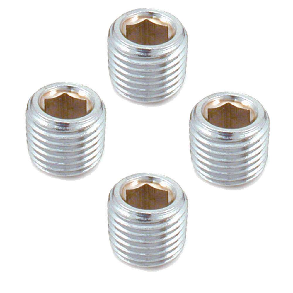 Spectre 6048 Steel Pipe Plug Fittings, 1/4 Inch NPT, Chrome, Set of 4
