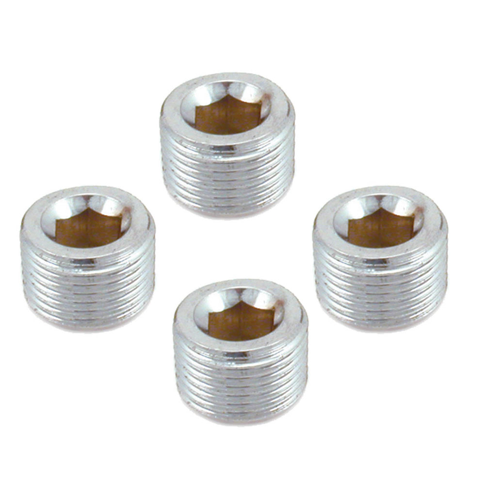 Spectre 6058 Steel Pipe Plug Fittings, 3/8 Inch NPT, Chrome, Set of 4
