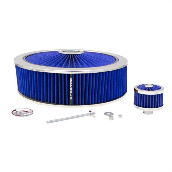 Spectre 847636 Extraflow Air Filter Assembly, 4in Tall, Blue, Round