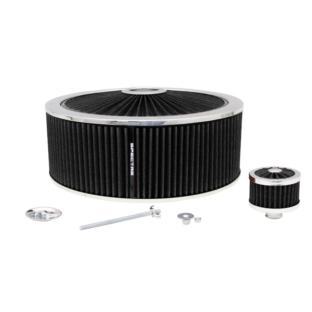 Spectre 847641 Extraflow Air Filter Assembly, 5in Tall, Black, Round