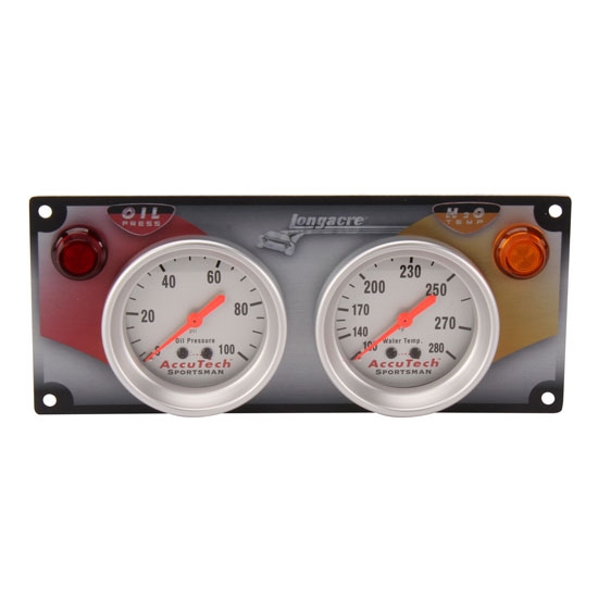 Longacre 44412 AccuTech 2 Gauge Panel w/ Sportsman Gauges, OP/WT