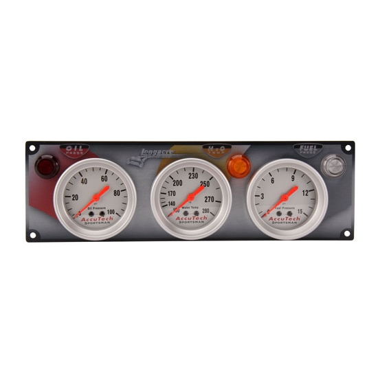 Longacre 44416 AccuTech 3 Gauge Panel w/Sportsman Gauges, OP/WT/FP