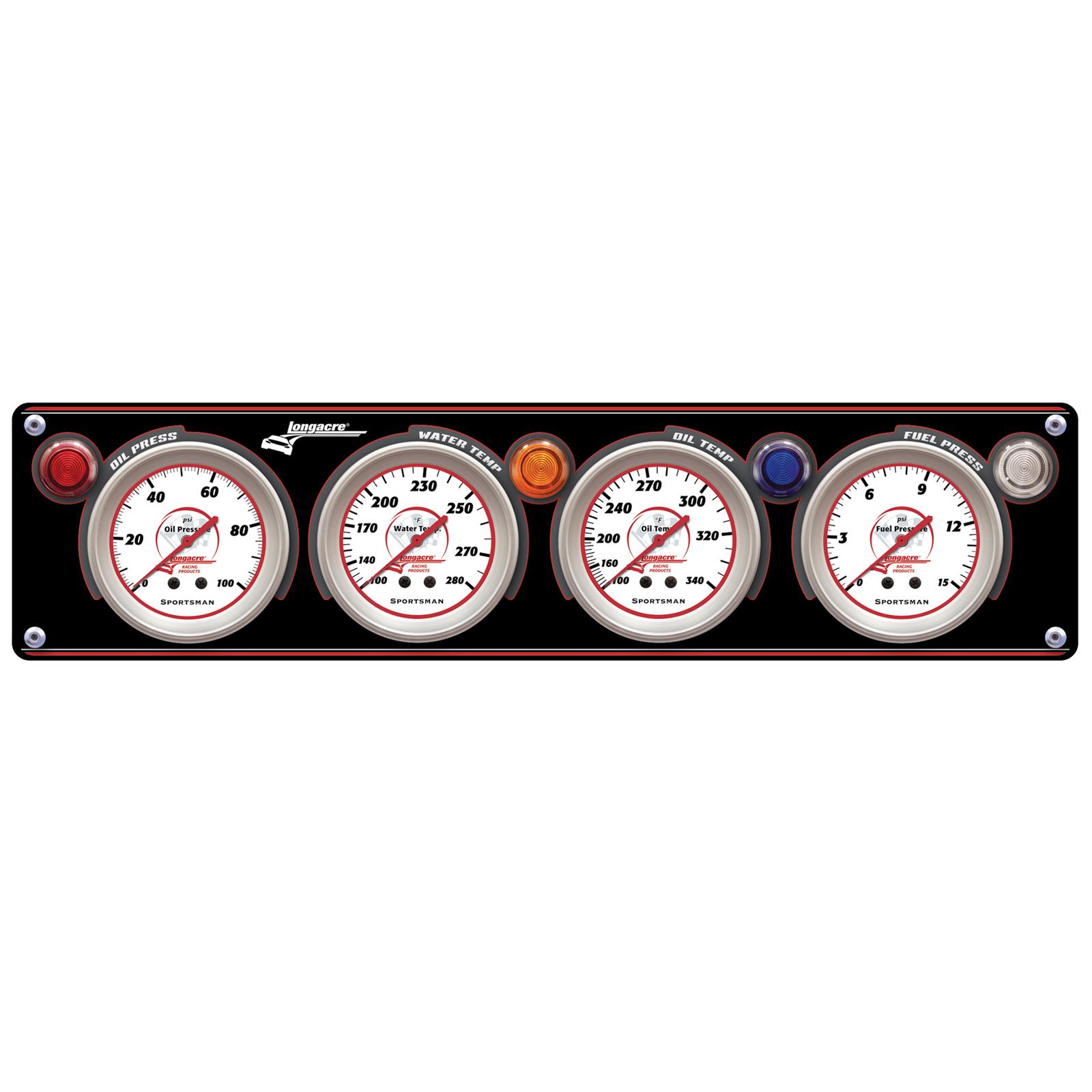 Longacre® 52-44435 Sportsman Aluminum 4 Gauge Panel, Black