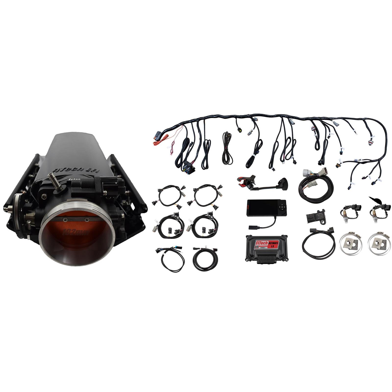 FiTech 70033 LS 1000HP EFI, Long Cathedral Intake, Trans Control