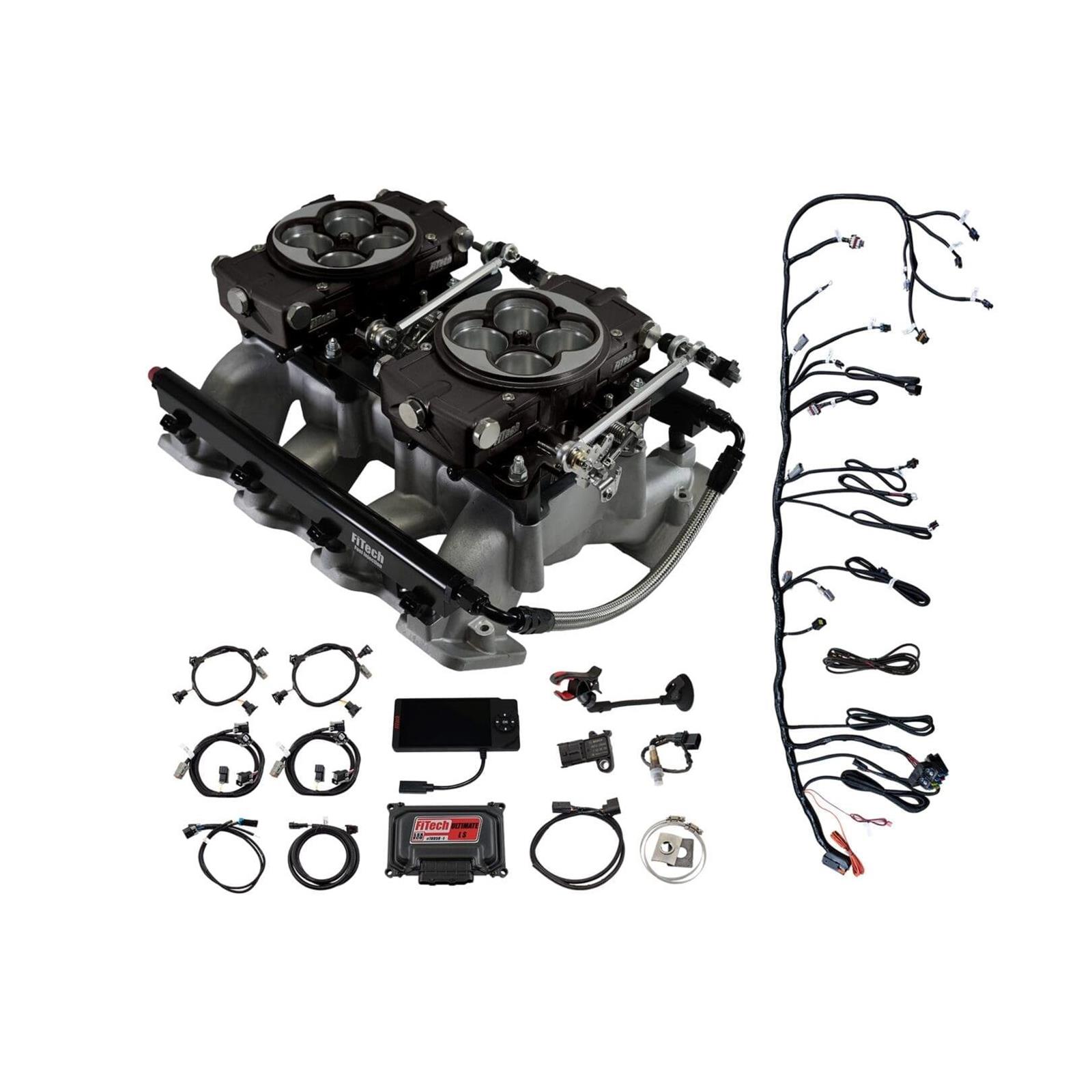 FiTech 70085 Dual Quad Retro Cast LS Port Injection Black