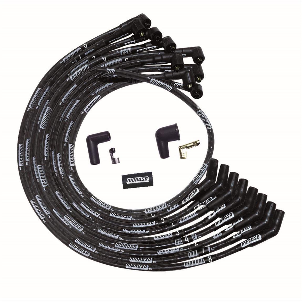 Moroso 51573 Wire Set Ultra SBF 351w Sleeved 135 Deg, Black