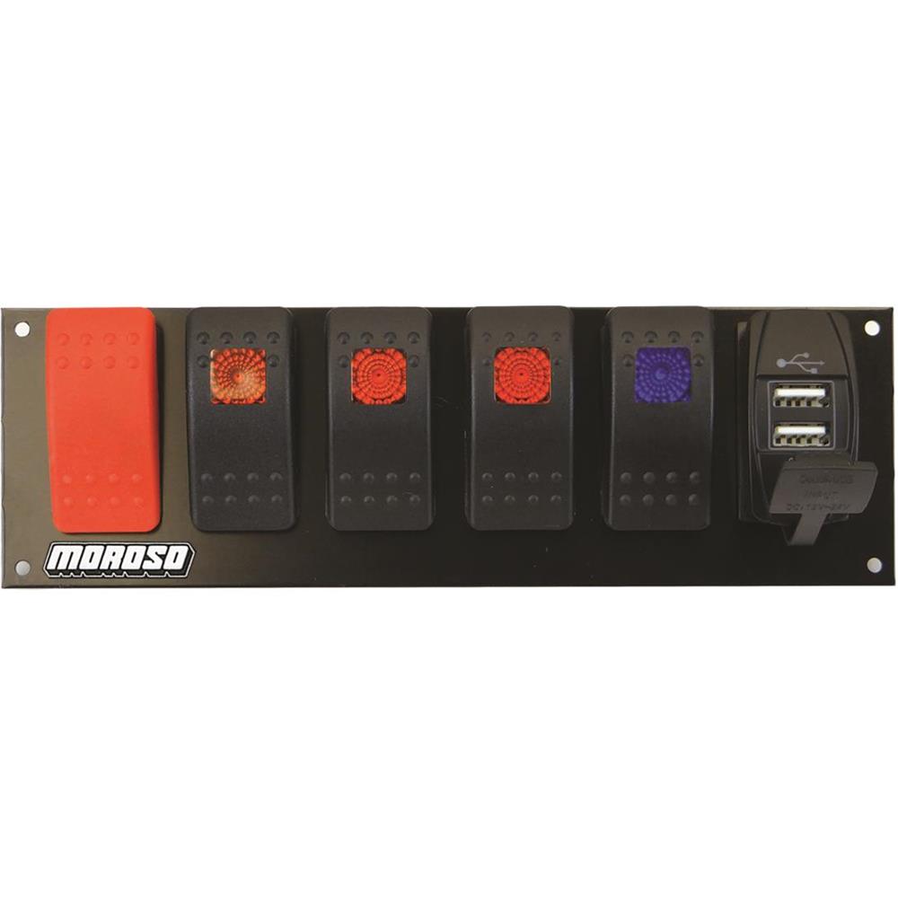 Moroso 74195 Switch Panel, Rocker LED W/ USB
