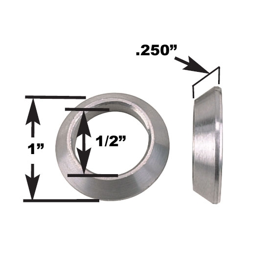 Aluminum Cone Spacers for Rod Ends, 1/2 Inch