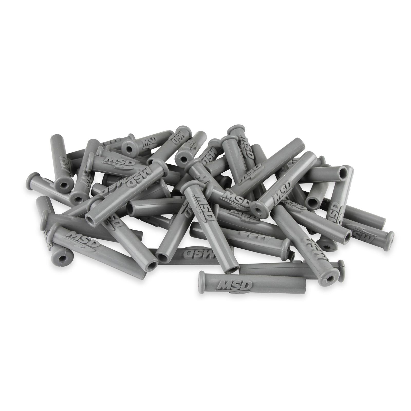 MSD 34564 Straight Spark Plug Boots, Gray, With Logo, 50 Count