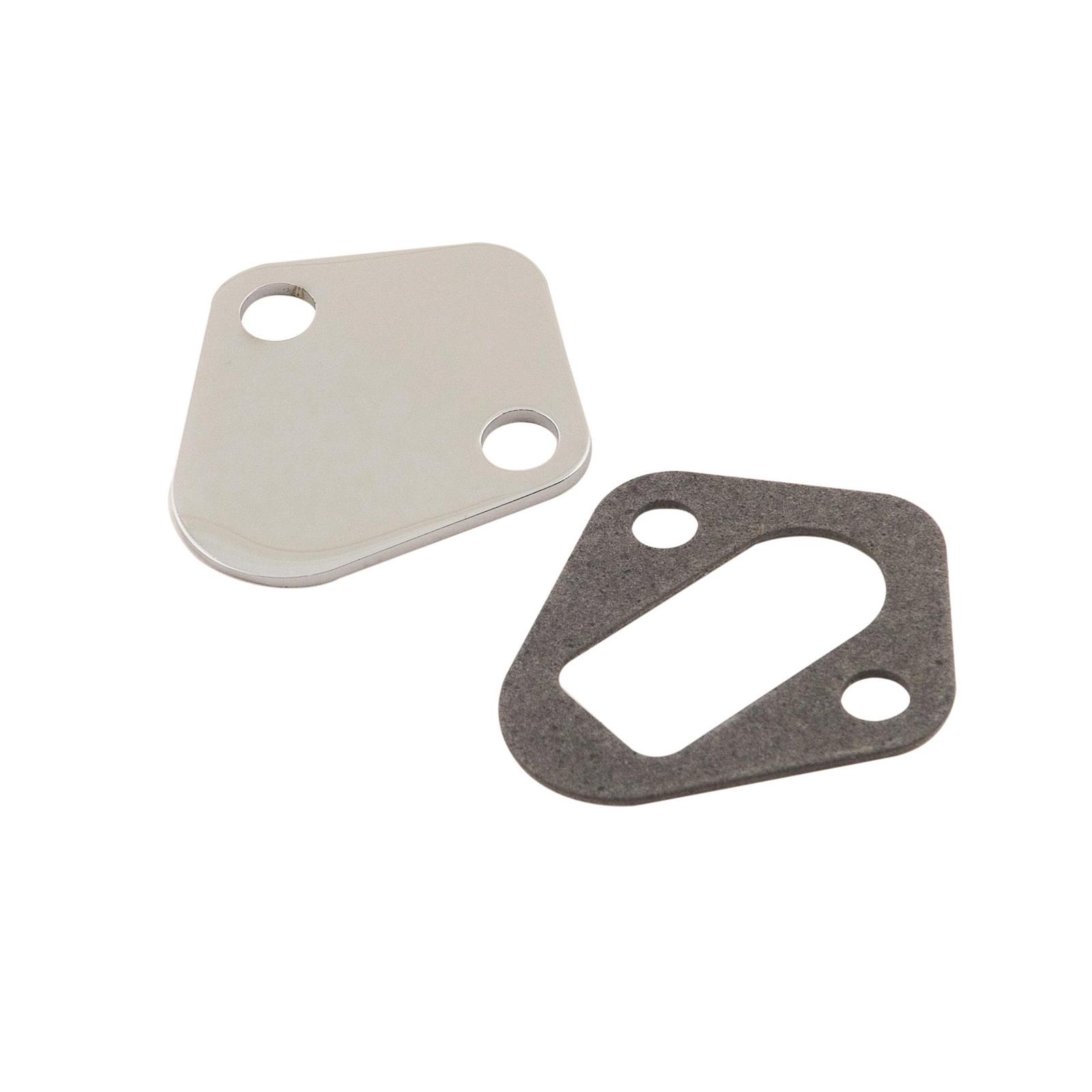 Mr Gasket 1516 Fuel Pump Block Off Plate, BBC, Chrome