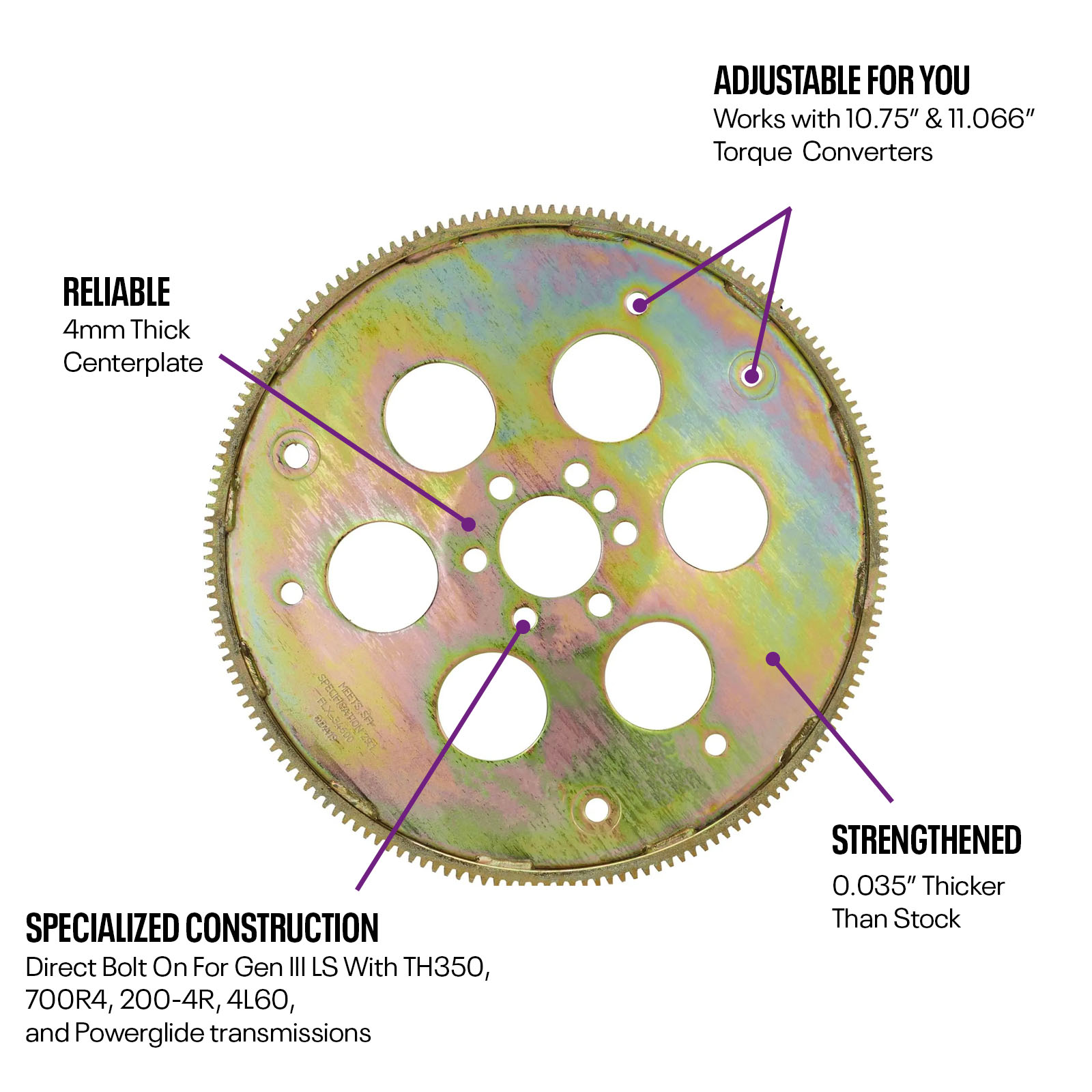 LS1/LS2/LS6/5.3/6.0 to TH350/700R4/4L60 Adapter Flexplate