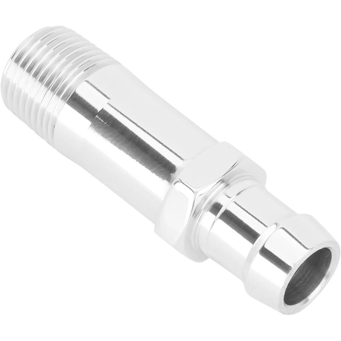 Long Heater Hose Fitting, 5/8 Inch Hose, Polished Aluminum