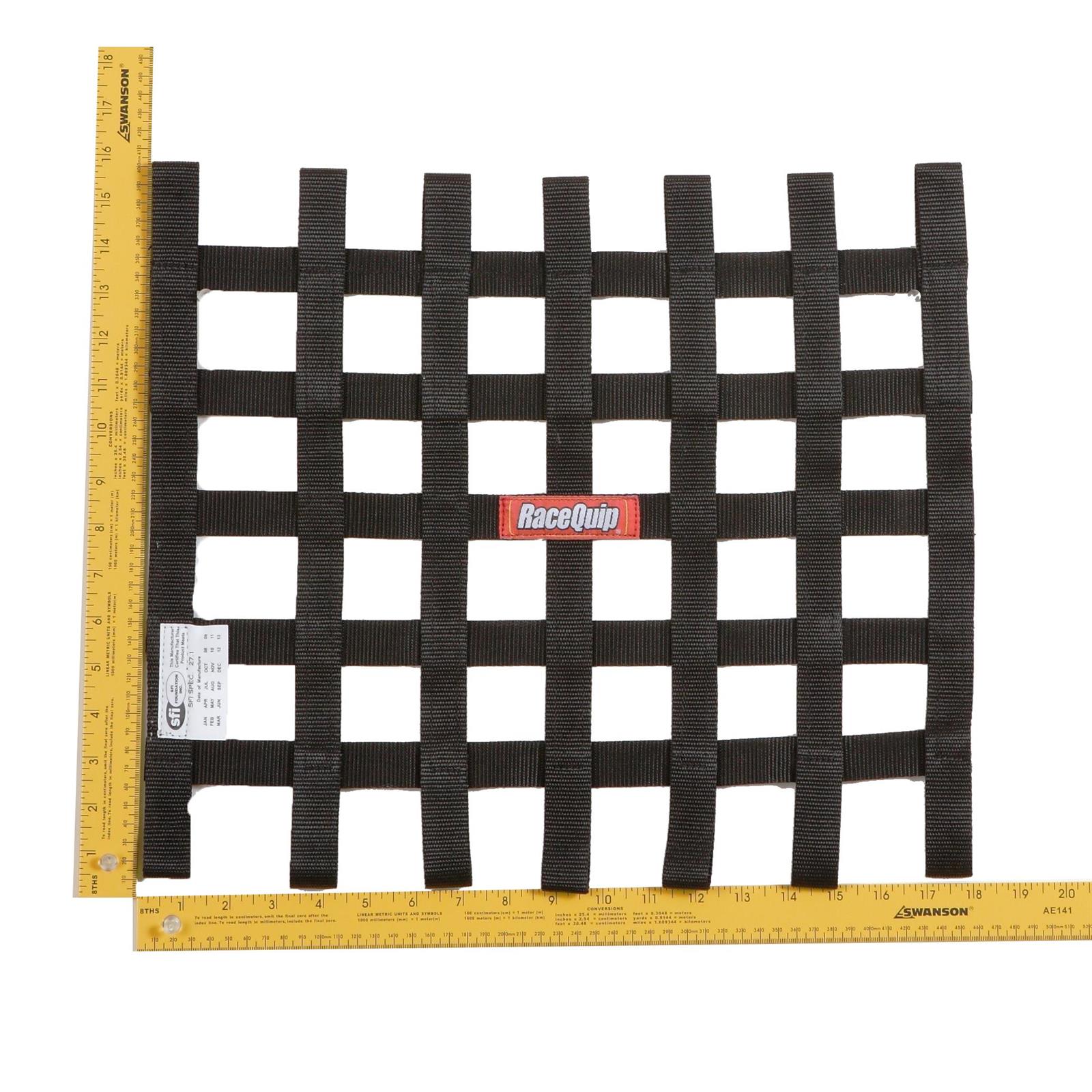 RaceQuip Ribbon Style Race Car Window Net, SFI 27.1, Black