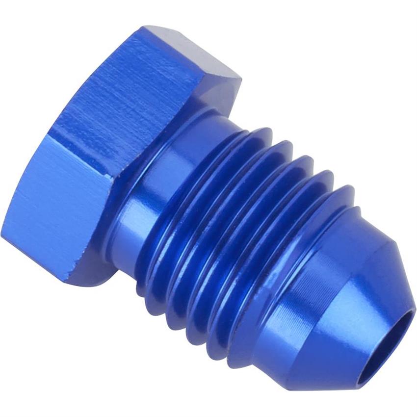 Aluminum Flare Fitting Plug, Blue, -4 AN