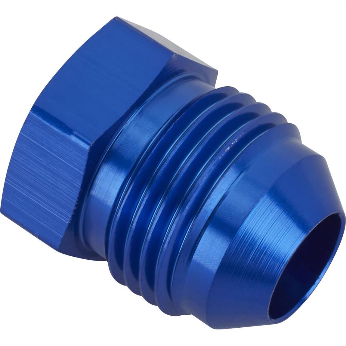 Anodized Aluminum -8 AN Flare Plug Fitting, Blue