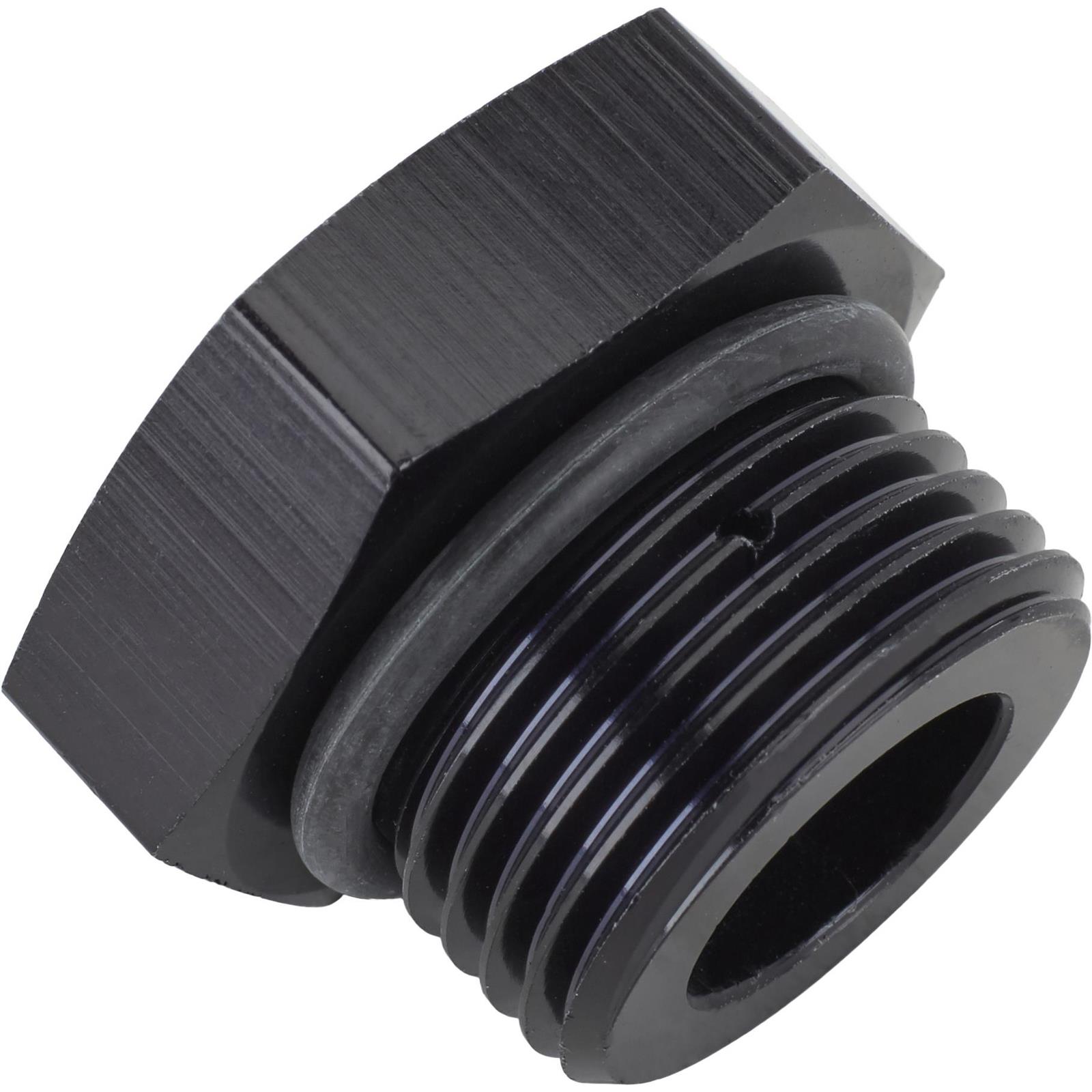 Aluminum Straight Thread Fitting Plug, Black, -12 AN