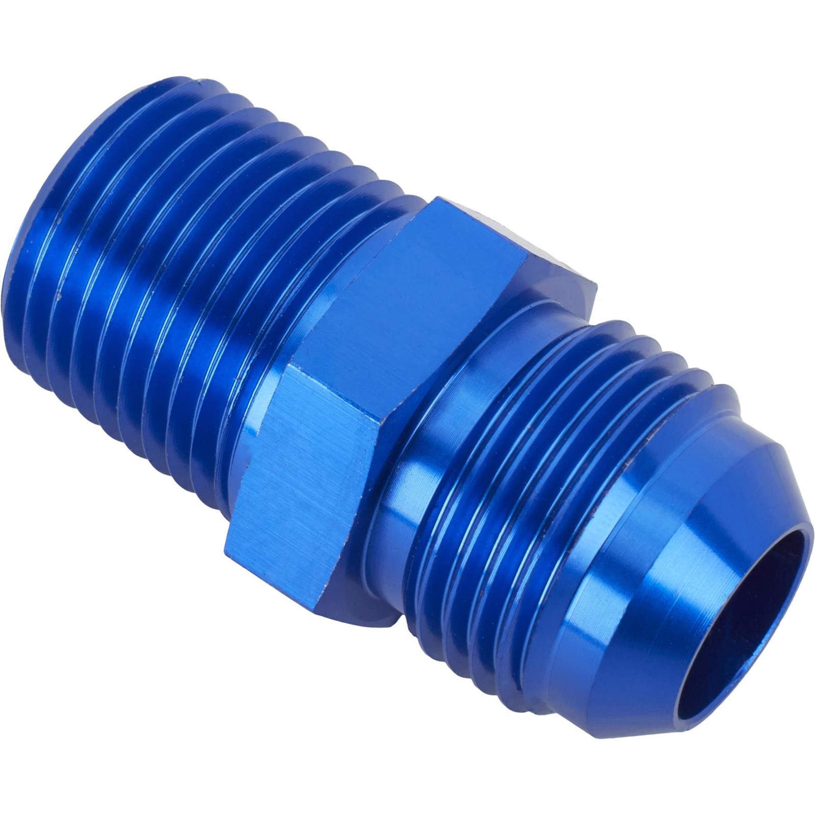 Blue Straight AN10 Flare Adapter to 1/2 Inch Aluminum Pipe Fitting