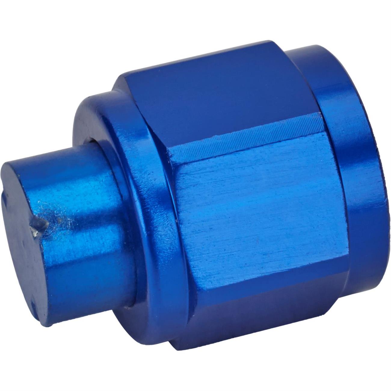 Aluminum -8 AN Flare Fitting Cap, Blue Anodized