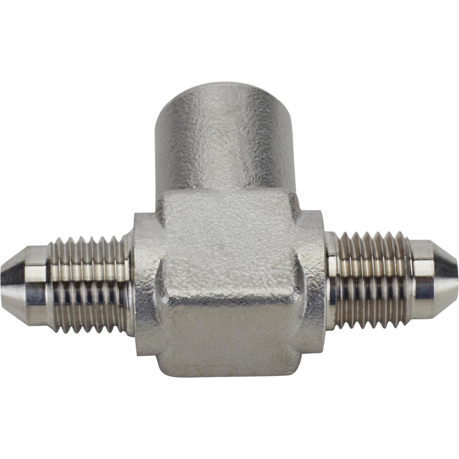 Stainless Steel AN3 to AN3 Tee, 1/8 Inch NPT Female