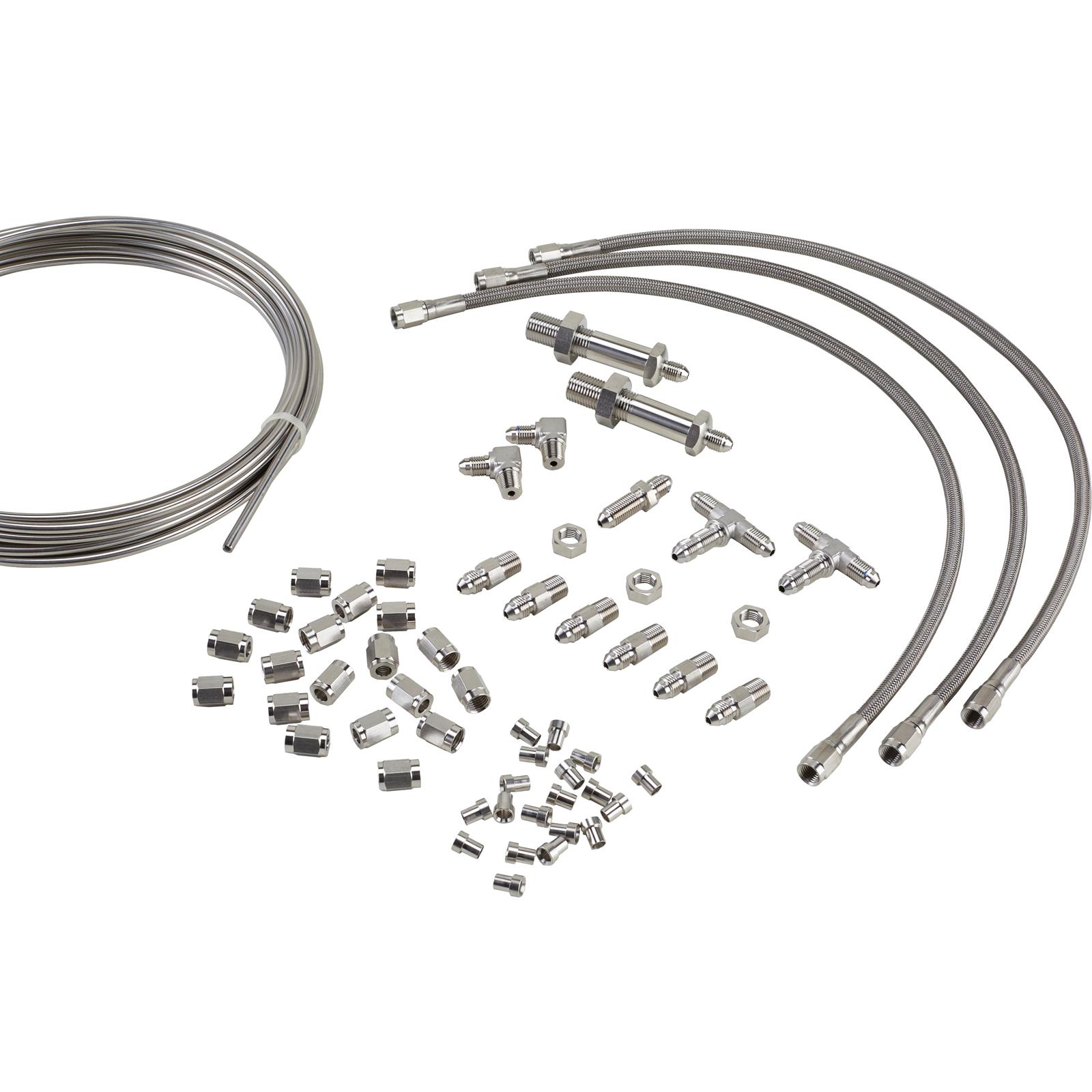 Stainless Steel -3 AN Brake Line Kit, 3-Hose, 20 Ft. Tubing