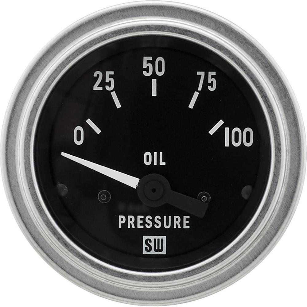 Stewart Warner 82305 Deluxe 2-1/16 Elec Oil Pressure Gauge, 0-100 PSI
