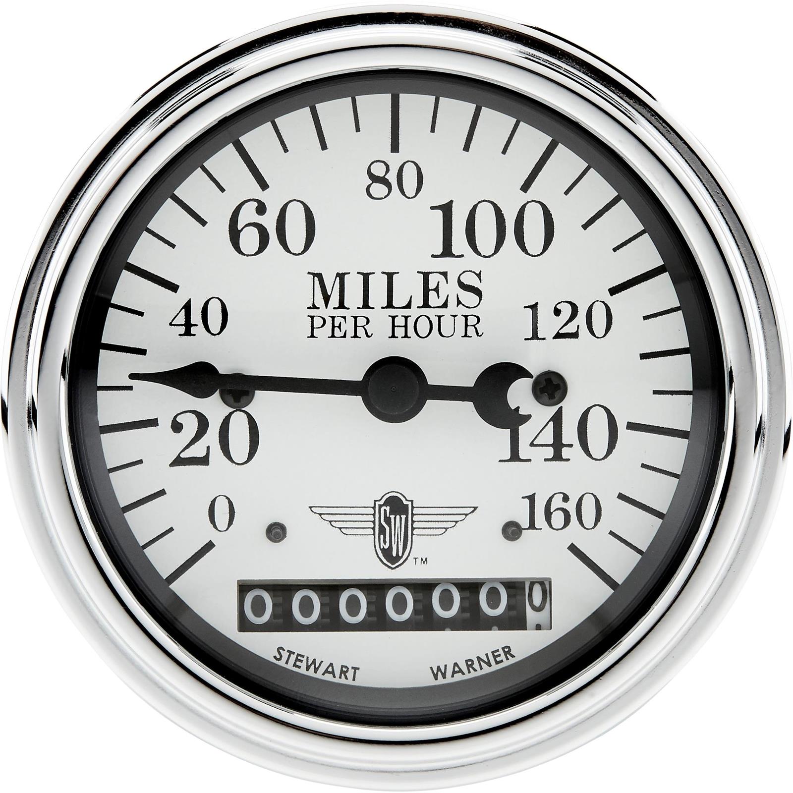 Stewart Warner 82661 Wings Electric Speedometer, White