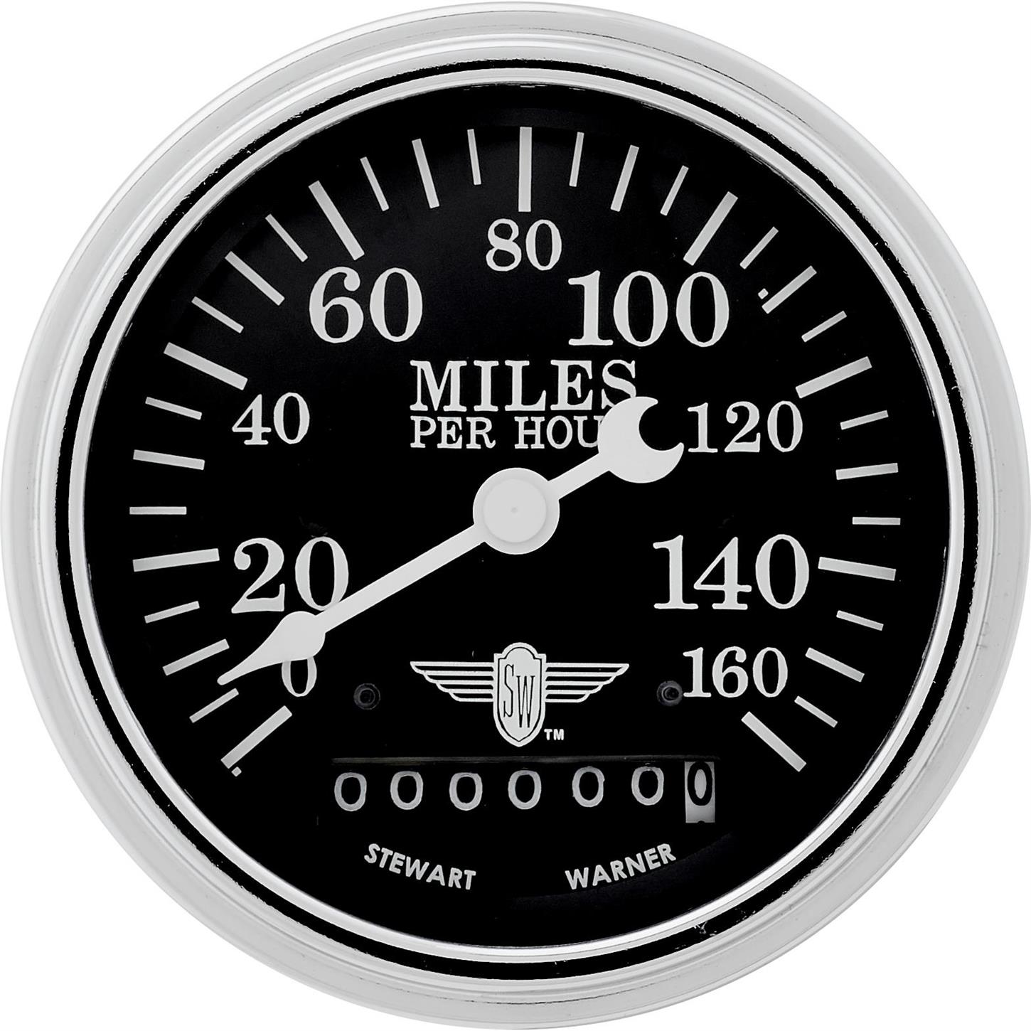 Stewart Warner 82662 Wings Electric Speedometer, Black