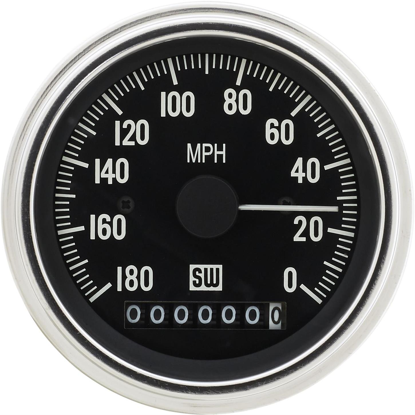 Stewart Warner 82962 Deluxe Series Speedometer, 0-180 MPH