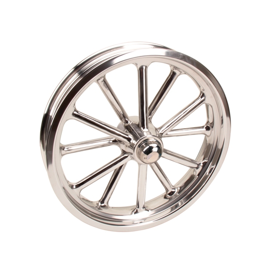 Radir Wheels 18X3 Spindle Mount 12-Spoke Wheel, Polished Finish