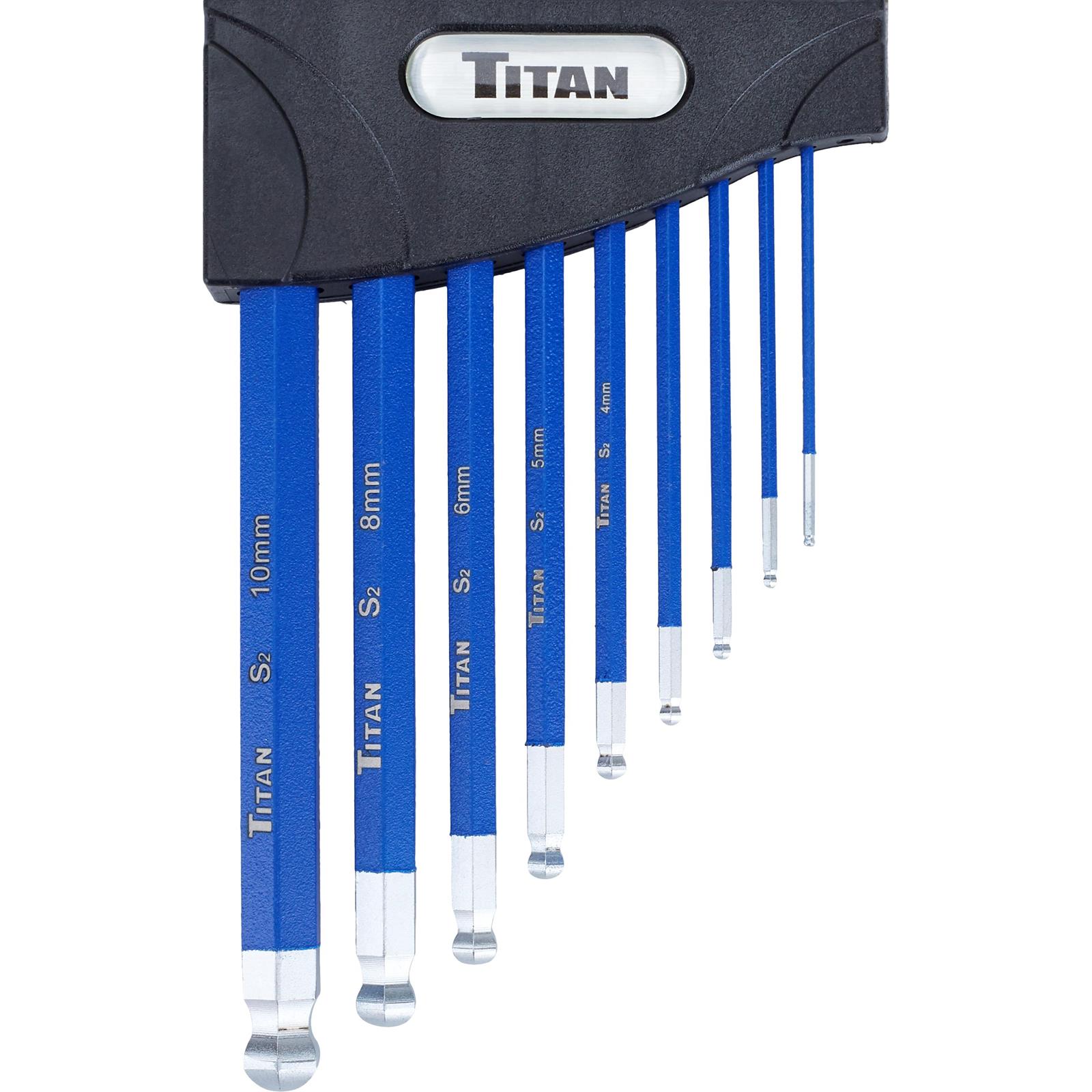 Titan Tools 12714 Long Detent Ball-End Allen Wrench Hex Key Set, Metric