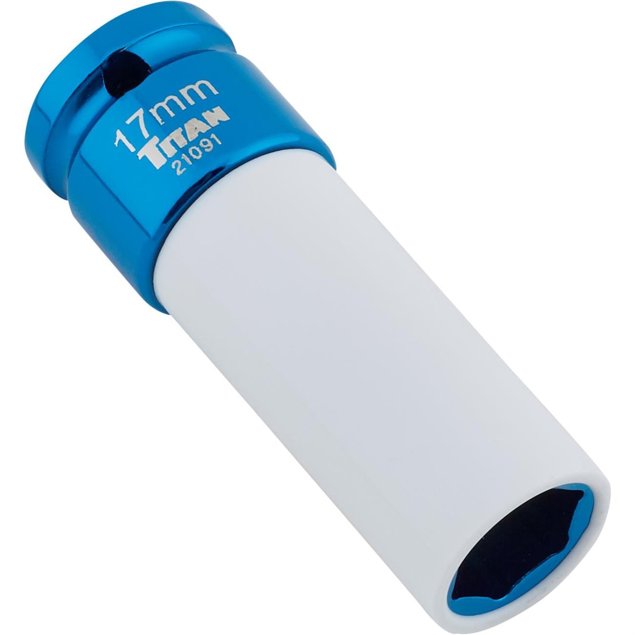 Titan Tools 21091 17MM Non-Marring Deep Well Lug Nut Socket, 1/2 In