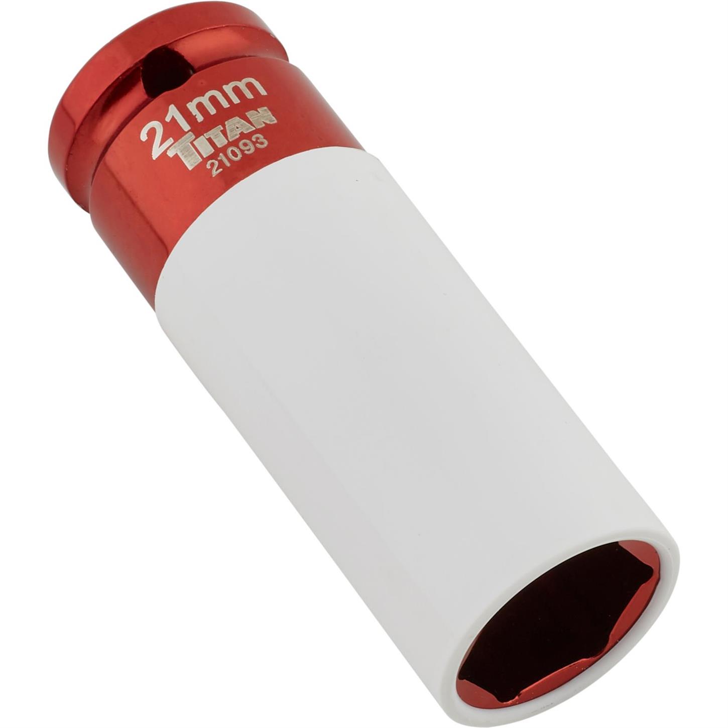 Titan Tools 21093 21MM Non-Marring Deep Well Lug Nut Socket, 1/2 In