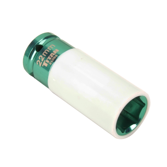 Titan Tools 21094 22MM Non-Marring Deep Well Lug Nut Socket, 1/2 In