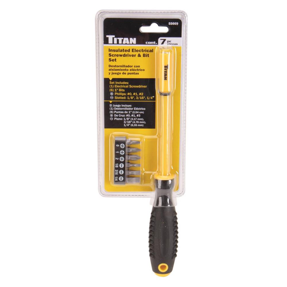 Titan Tool 55669 7-Piece Insulated Electrical Screwdriver and Bit Set