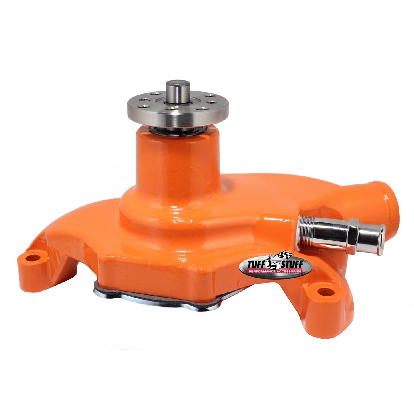 Tuff Stuff 1354NCORANGE SBC Short Cast-Iron Water Pump, Orange