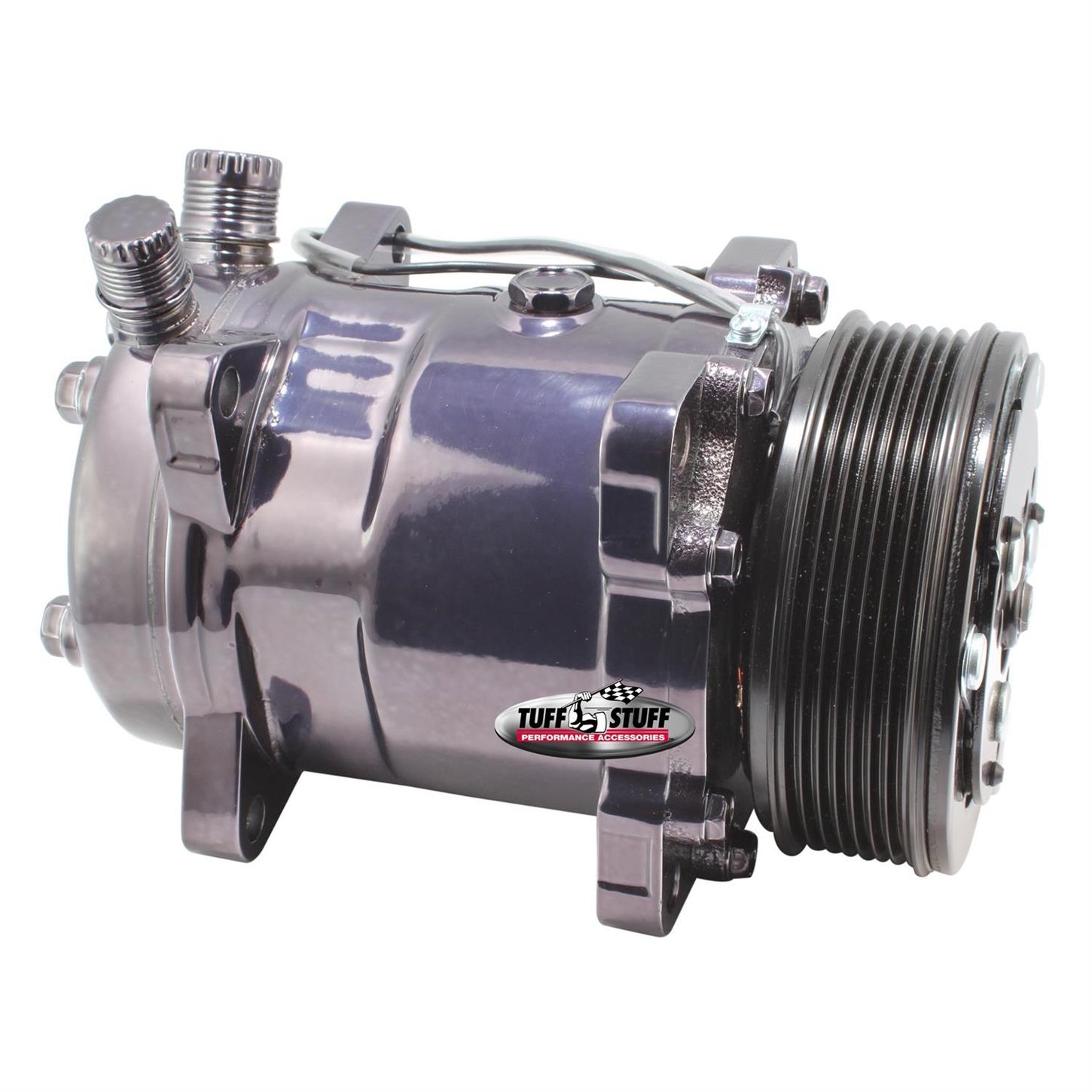 Tuff Stuff 4515NA6G7 A/C Compressor Sanden 508, Black Chrome