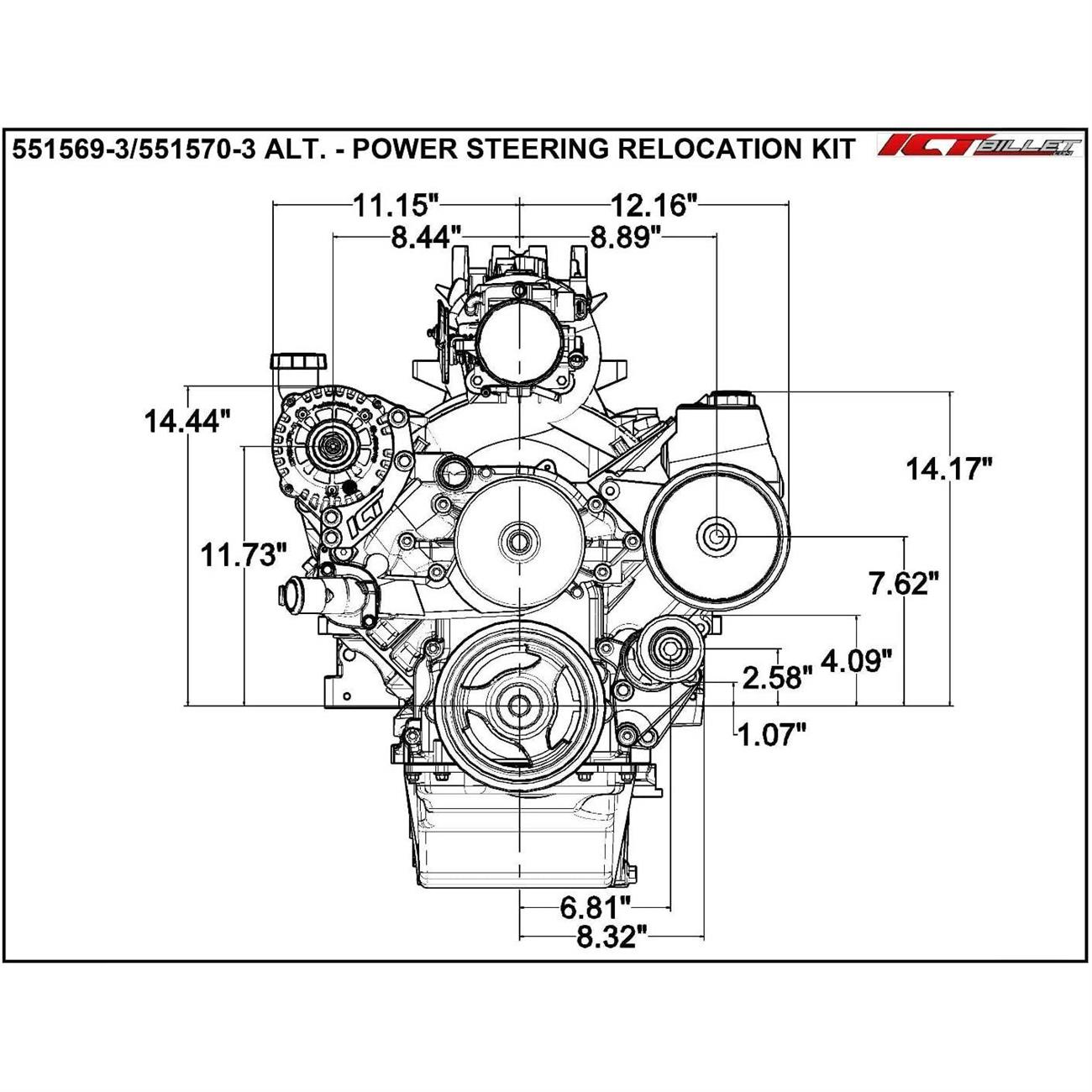 ICT Billet 551570-3 LS Accessory Drive Bracket Kit, Truck Style