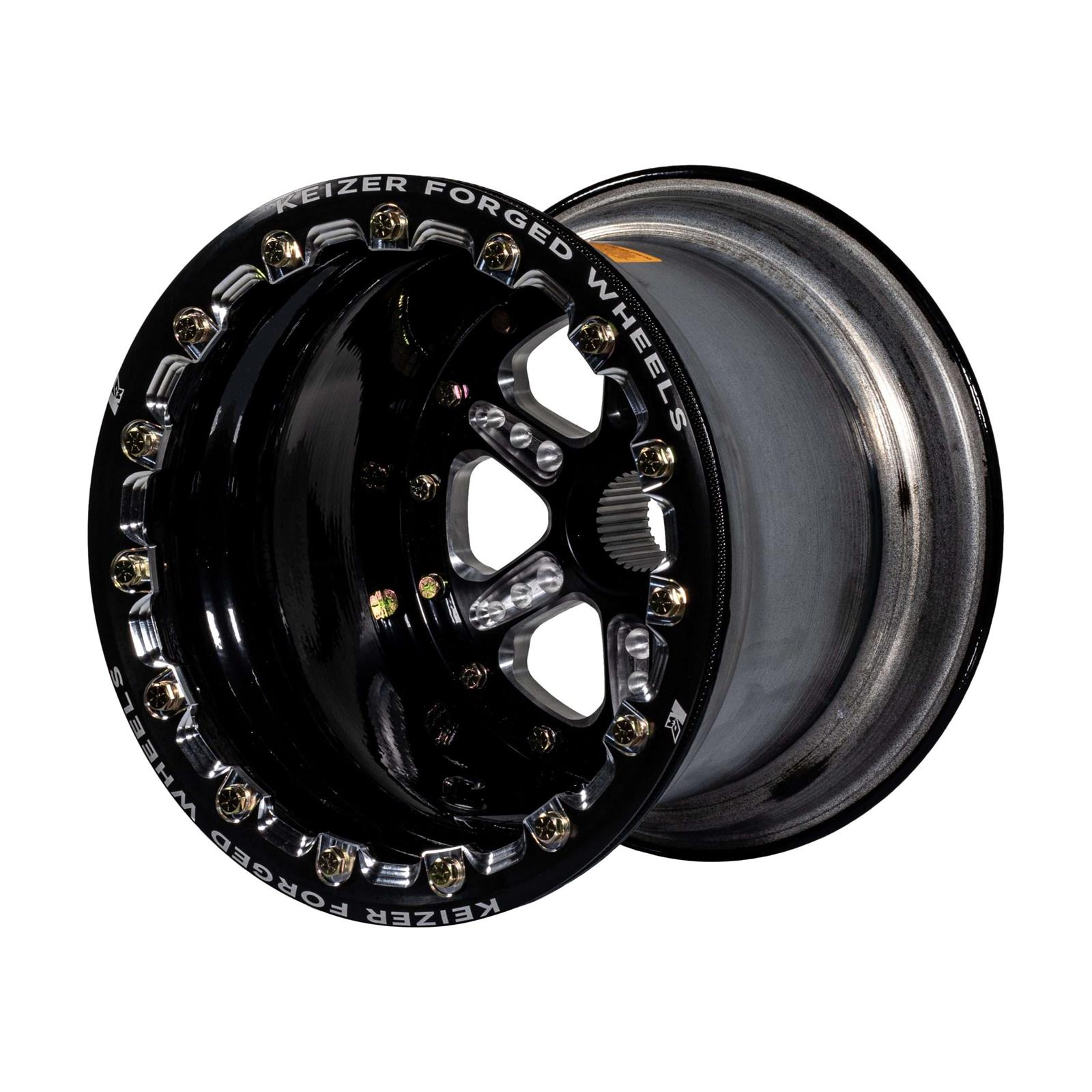 Keizer 1383SPIFBLB 13x8 Beadlock Wheel, Black, 2 Inch Offset