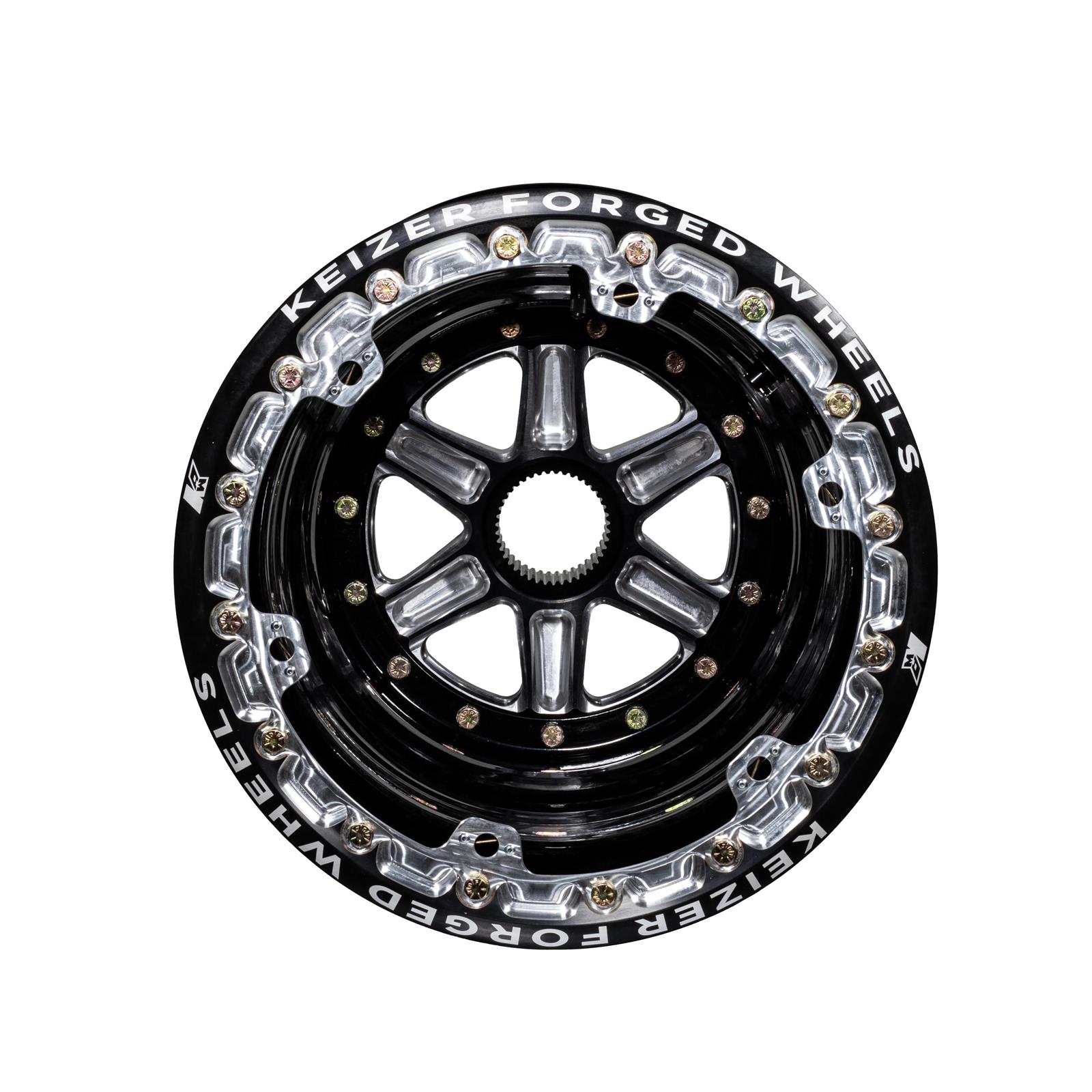 Keizer 15187SPBCFBLTB 15x18 Beadlock Wheel, 6-Tab, 6 Off, Black
