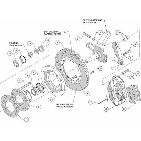 Wilwood 140-11017-D FDLI Front Disc Brake Kit, 1974-80 Pinto/Mustang II