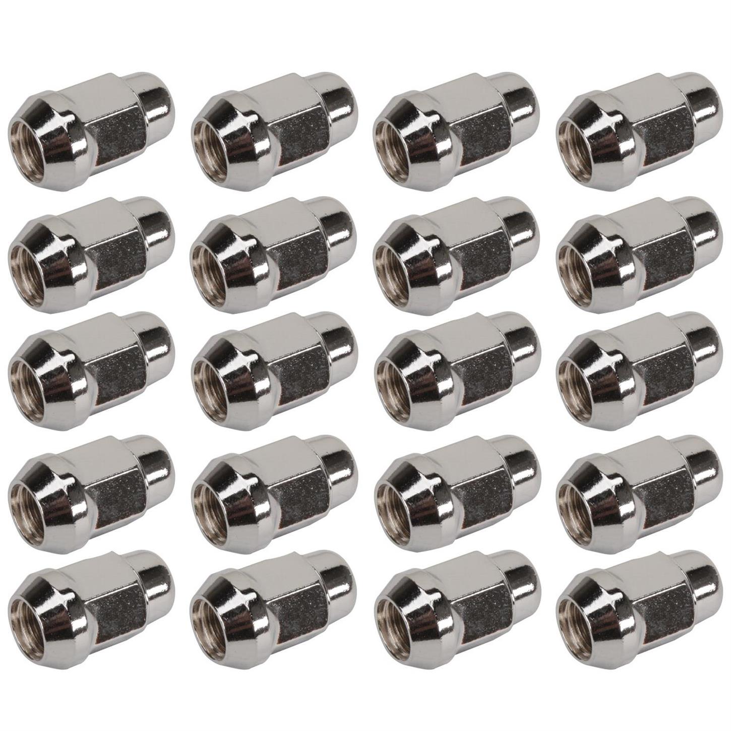 Chrome Acorn Lug Nuts, 1/2 Inch, 20 Pack