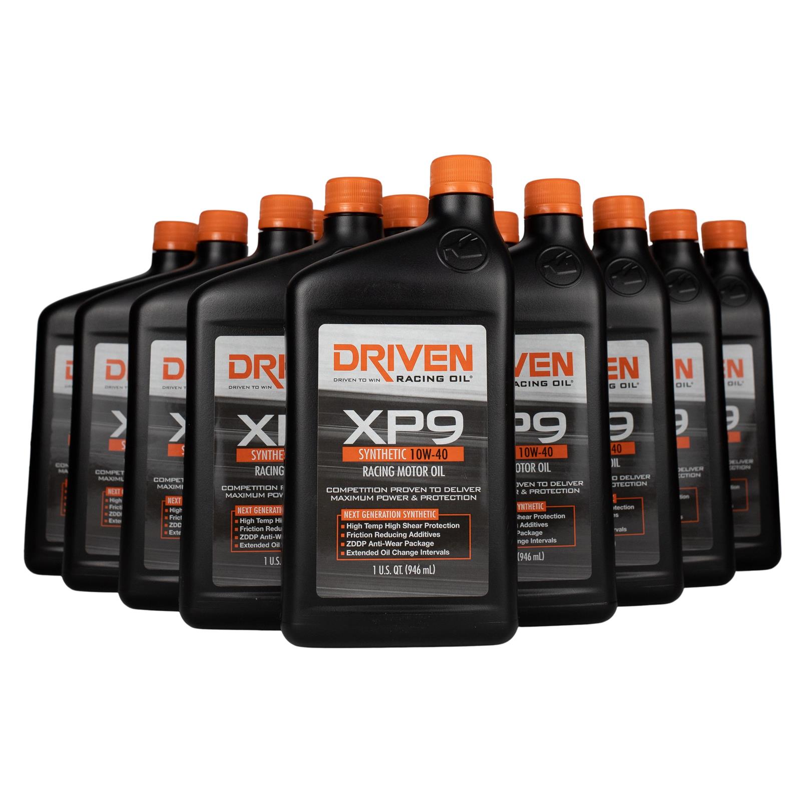Driven Racing Oil 03206 XP9 Synthetic 10W40 Motor Oil, 12 Quarts