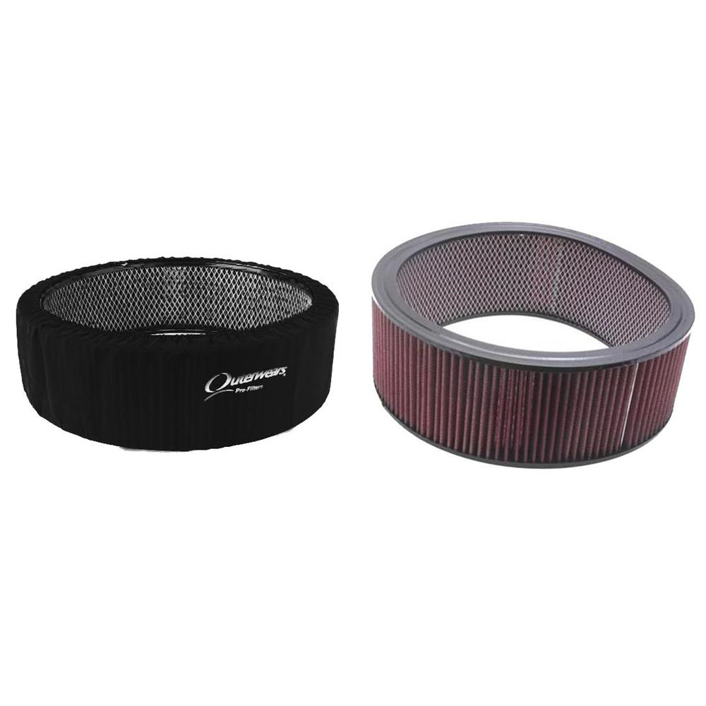 Washable Air Filter Element & Black Outerwear, 14 x 4 Inch