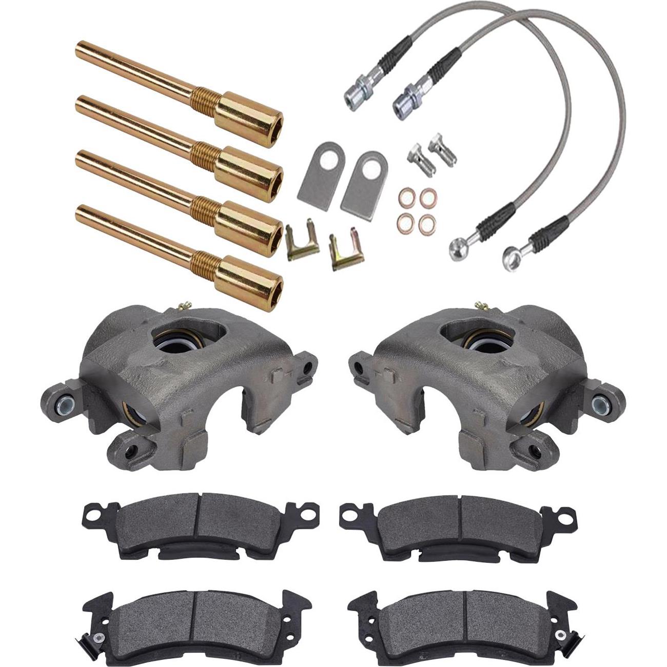 IMCA 69-77 GM Loaded Brake Caliper Kit w/Pads, Bolts and SS Hoses