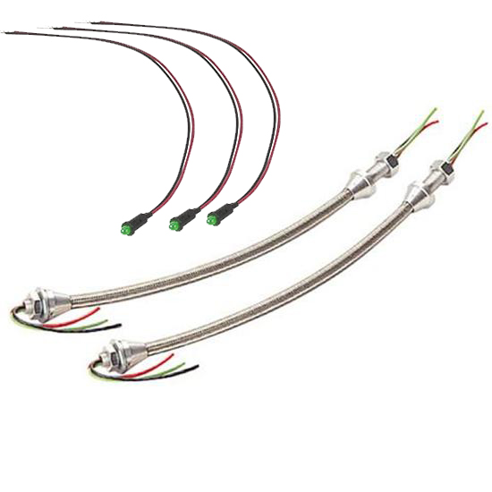 Speedway Braided Stainless Steel Headlight Conduit & 5/16"" LEDs